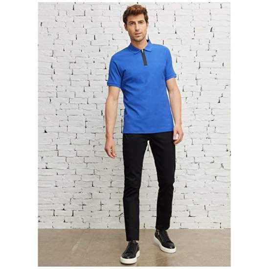 Altınyıldız Classics Polo Neck Saks Men's T-Shirt 4A4823200060