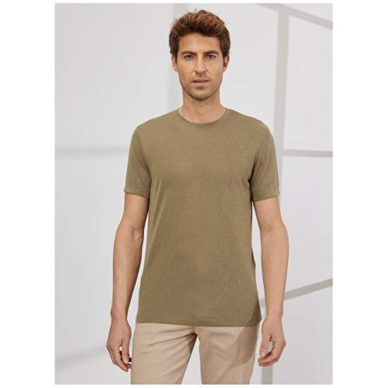 Altınyıldız Classics Crew Neck Khaki Men's T-Shirt 4A4823200045