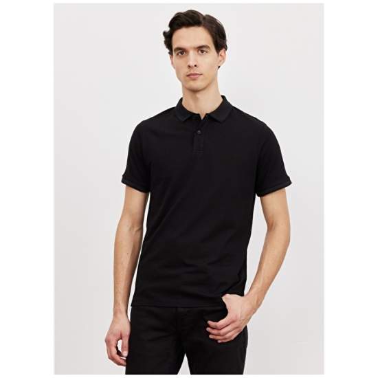 Altınyıldız Classics Polo Neck Black Men's T-Shirt 4A9000000003