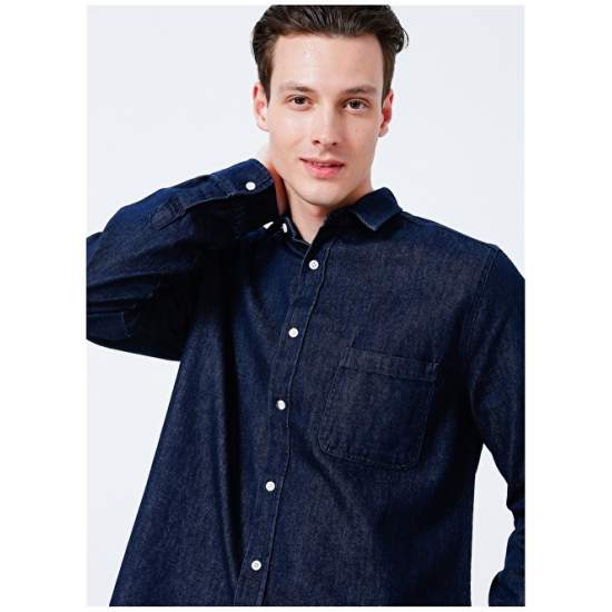 Fabrika Clk 24 Basic Plain Navy Blue Men's Shirt