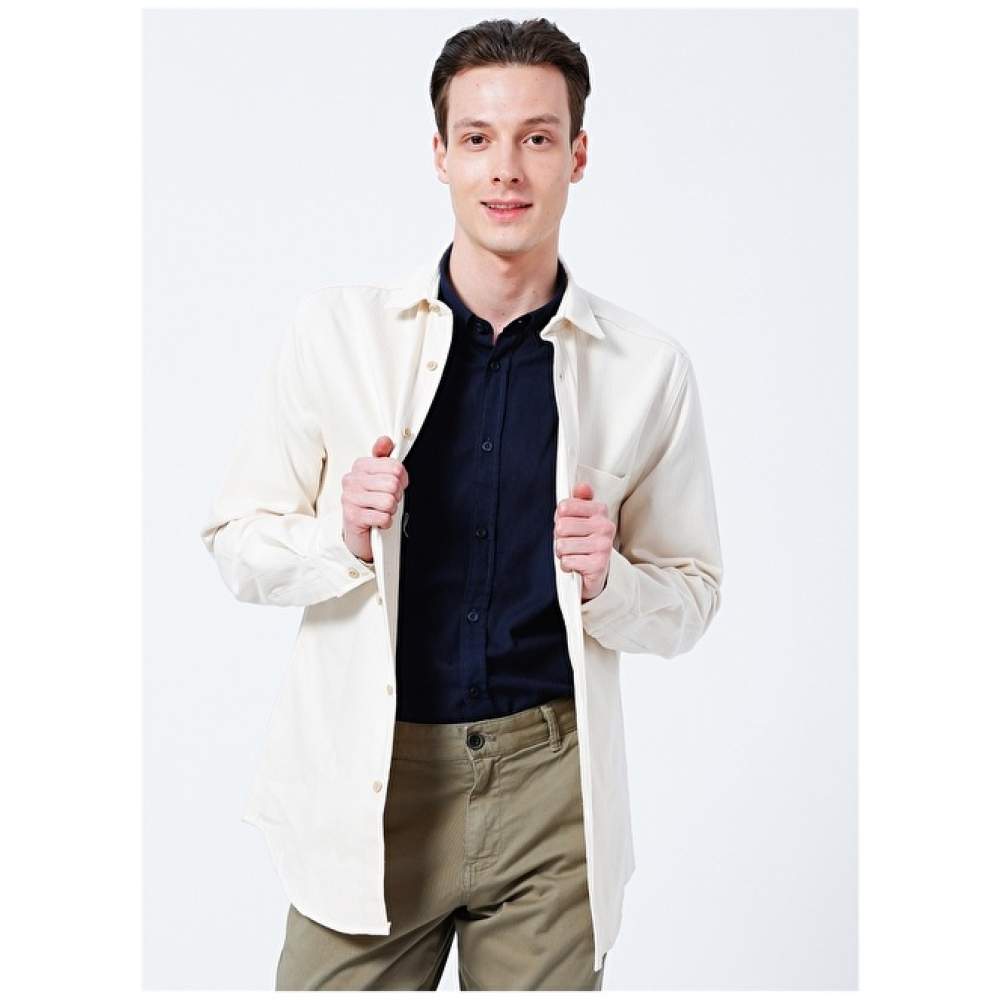 Factory Clk 26 Basic Plain Ecru Men's Shirt