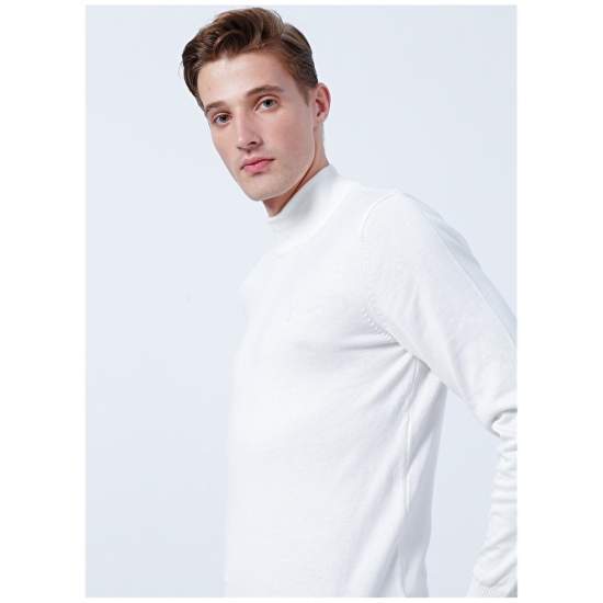 Factory Half Turtleneck Basic Plain Ecru Men's Sweater BERNARDO-I