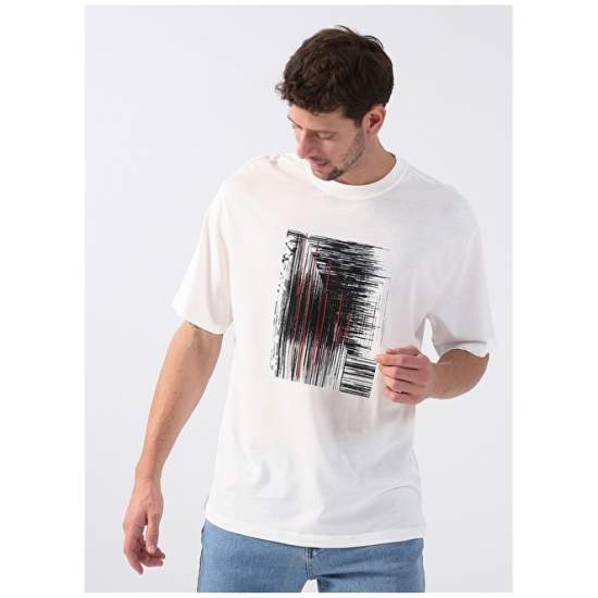 Factory O Neck Plain Ecru Men's T-Shirt COLBERT