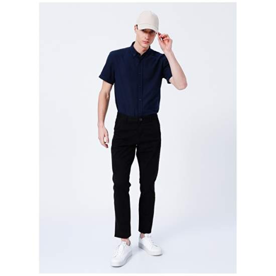 Factory Low Waist Slim Leg Black Men's Chino Pants MURI