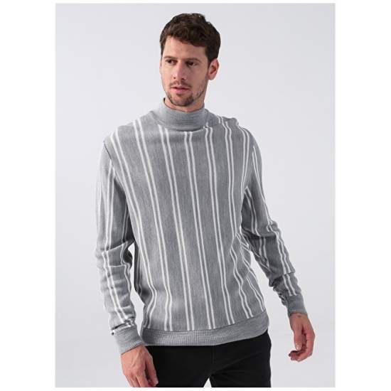 Factory Half Turtleneck Striped Gray Men's Sweater ARTER