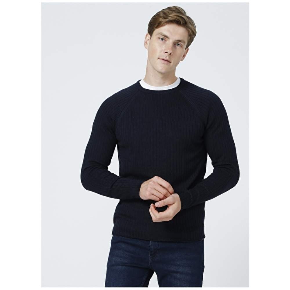 Factory Crew Neck Navy Blue Men's Sweater GUSTAV-Y