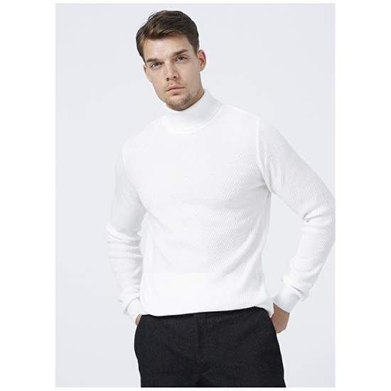 Factory Turtleneck Basic Ecru Men's Sweater BENSON-Y