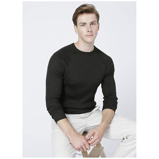 Factory Crew Neck Khaki Men's Sweater GUSTAV-Y