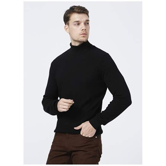 Factory Turtleneck Basic Black Men's Sweater BENSON-Y