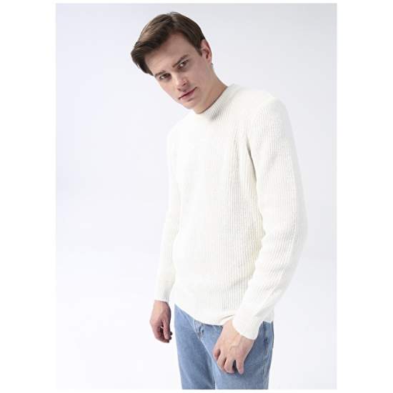 Factory O Neck Plain Ecru Men's Sweater JESUS