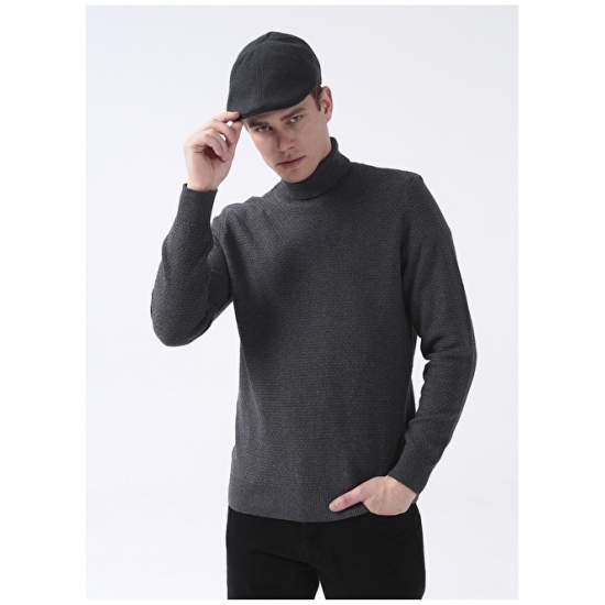 Factory Bato Collar Dobby Anthracite Men's Sweater READY 3