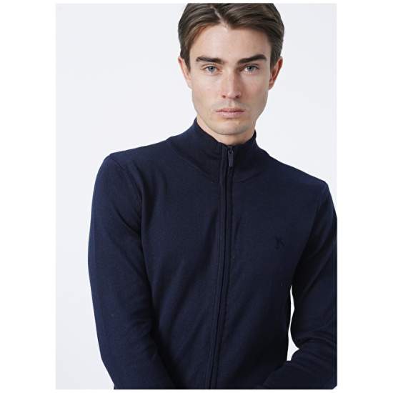 Factory Enzo Basic Plain Navy Blue Men's Cardigan