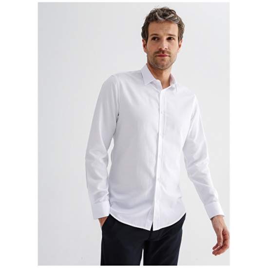 Factory Shirt Collar Dobby White Men's Shirt MYDOS 109