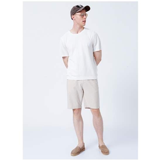 Factory Koriss Normal Waist Basic Straight Beige Men's Bermuda Shorts