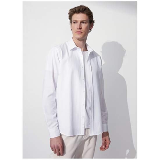 Factory Basic Shirt Collar Dobby White Men's Shirt MYDOS 110