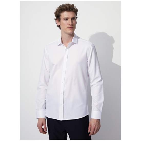 Factory Basic Shirt Collar Dobby White Men's Shirt MYDOS 112