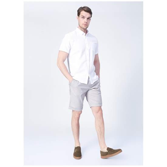 Factory Doke Normal Waist Basic Straight Beige Men's Bermuda Shorts