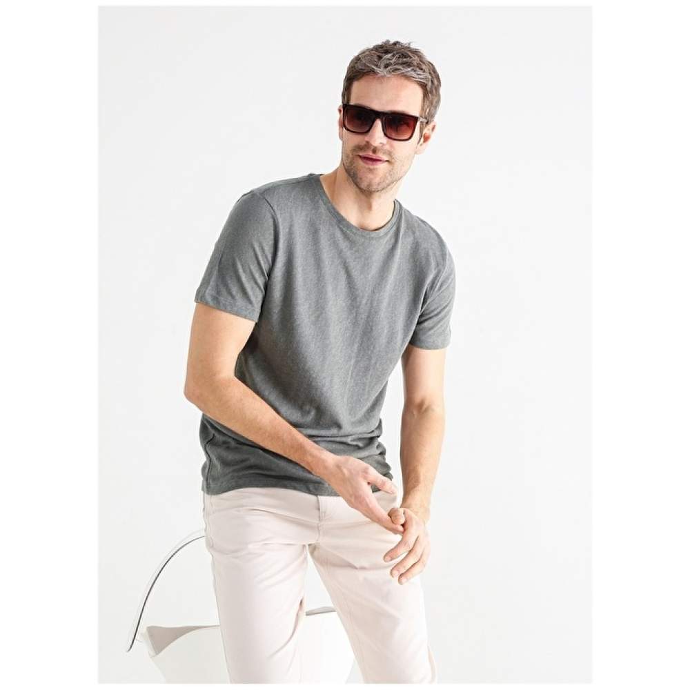 Factory O Neck Plain Khaki Men's T-Shirt STEVOS