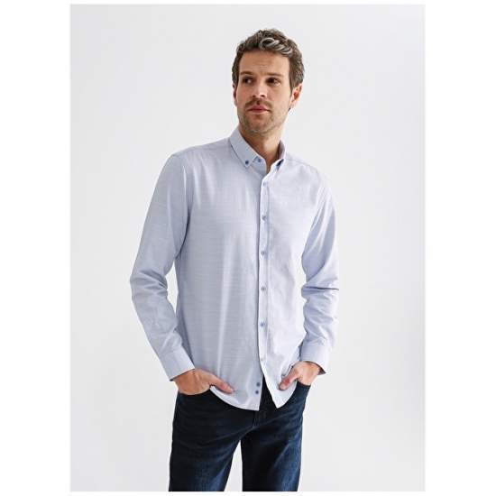 Factory Shirt Collar Dobby Blue Men's Shirt MYDOS 100