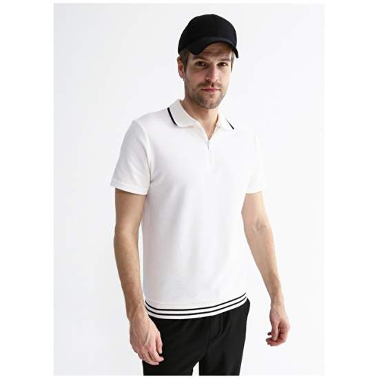 Factory Jacquard Ecru Men's Polo T-Shirt LUCAS