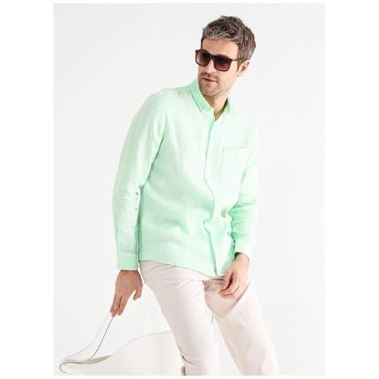 Factory Basic Shirt Collar Plain Mint Men's Shirt MARVIN