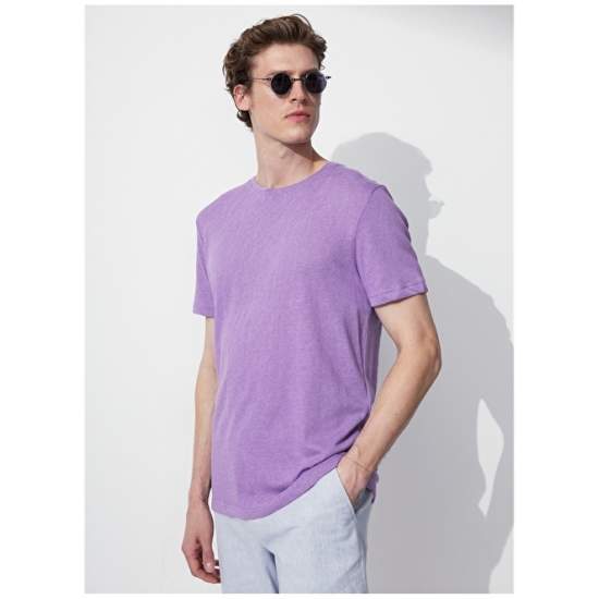 Factory O Neck Plain Lilac Men's T-Shirt STEVOS