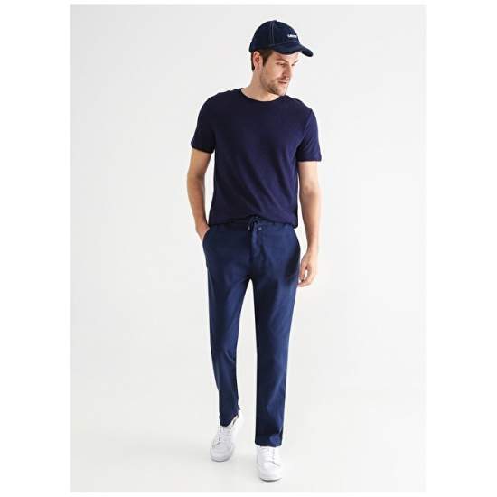 Factory Low Waist Slim Leg Navy Blue Men's Chino Pants KAPO