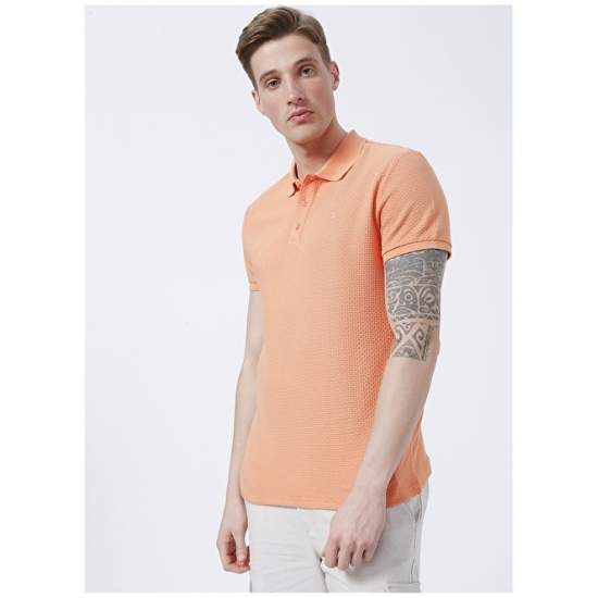 Factory Wagner Polo Collar Basic Dobby Coral Men's Polo T-Shirt