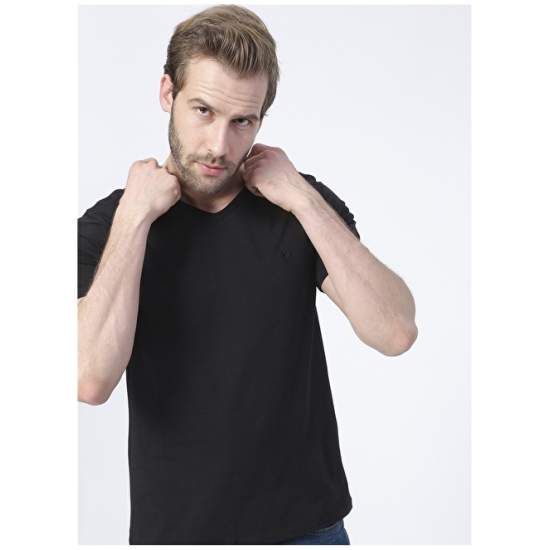 Factory O Neck Plain Black Men's T-Shirt ROMEO-V