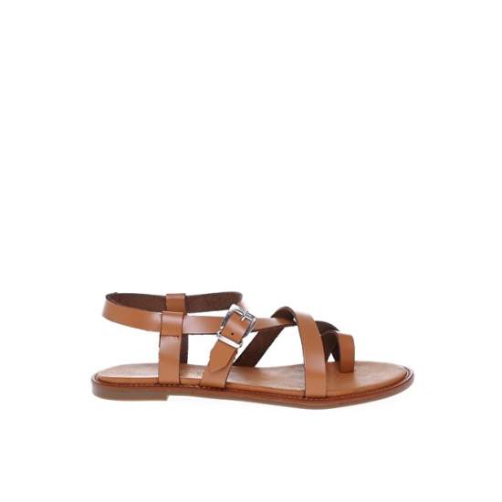 Factory Leather Tobacco Women's Sandals BAVYERA