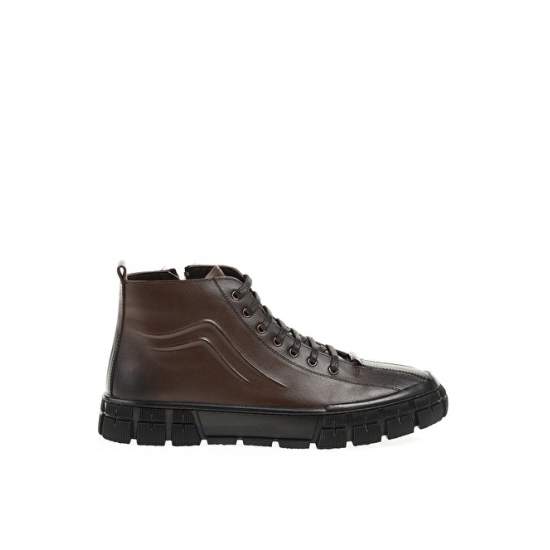 Factory Leather Textile Brown Men's Boots BASSIS