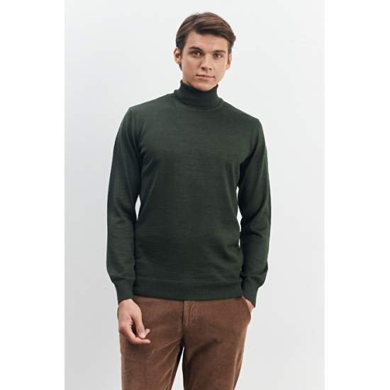Standard Fit Full Turtleneck Wool Knitwear Sweater