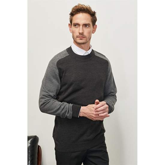 4A4923100024 Standard Fit Regular Cut Half Turtleneck Jacquard Knitwear Sweater