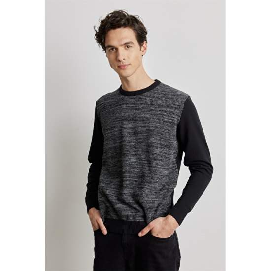 Recycle Standard Fit Crew Neck Patterned Knitwear
