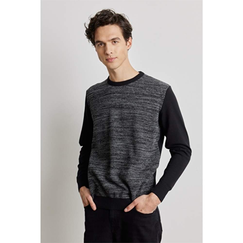 Recycle Standard Fit Crew Neck Patterned Knitwear