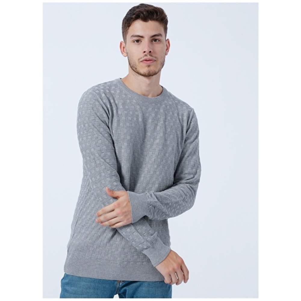 Altınyıldız Classics Crew Neck Gray Melange Men's Sweater 4A4923100048