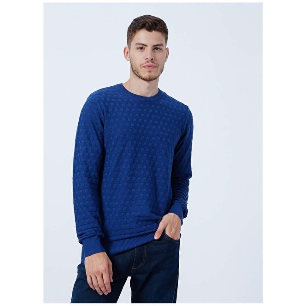 Altınyıldız Classics Crew Neck Indigo Men's Sweater 4A4923100048