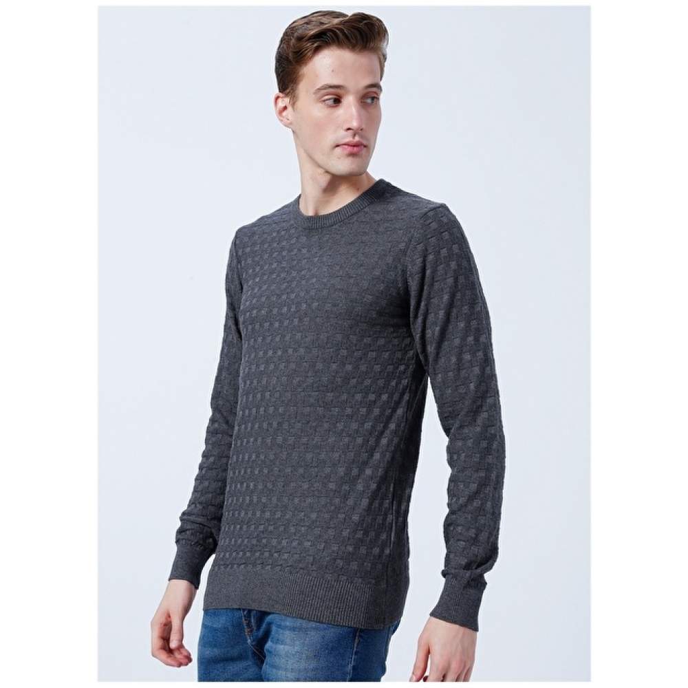 Altınyıldız Classics Crew Neck Anthracite Men's Sweater 4A4923100048