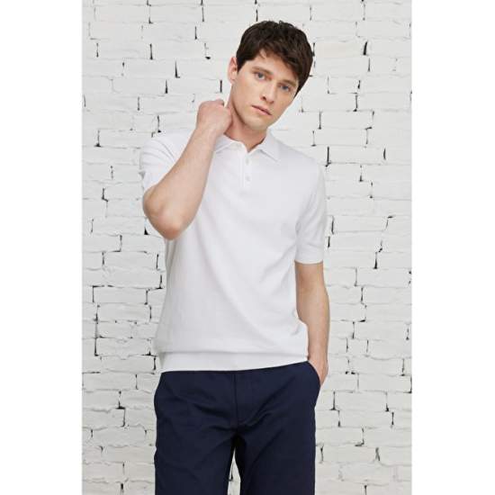 Standard Fit Polo Collar 100 Cotton Short Sleeve Knitwear