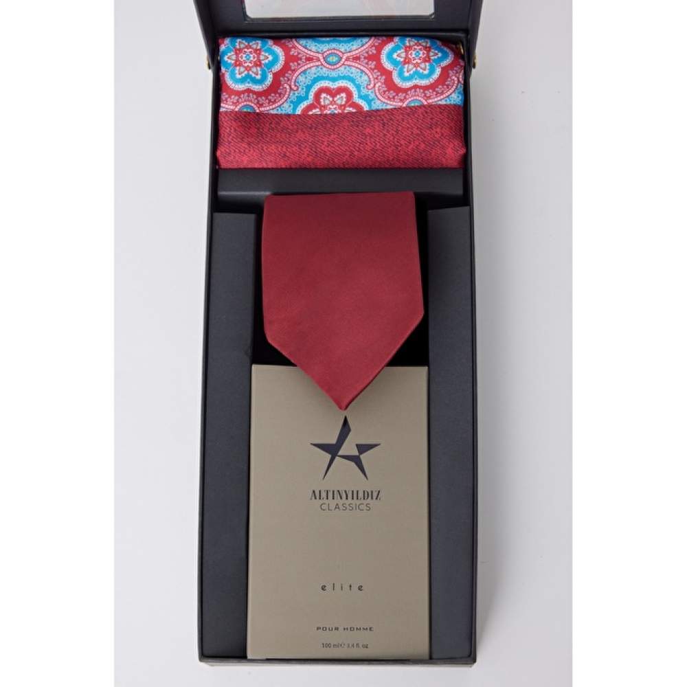 Patterned Tie-Handkerchief-Perfume Set