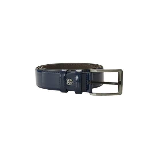 Plain Navy Blue Patent Leather Belt