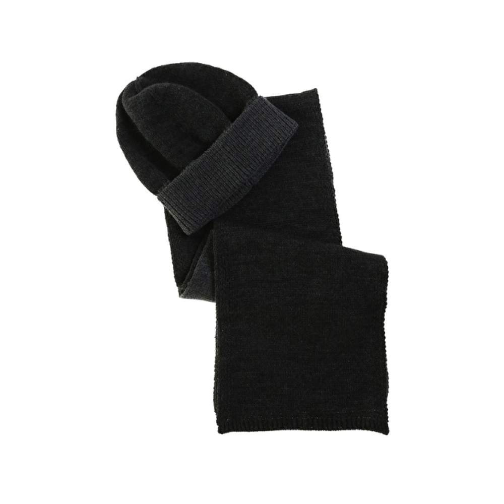 Factory ARON Plain Gray Scarf - Beret Set