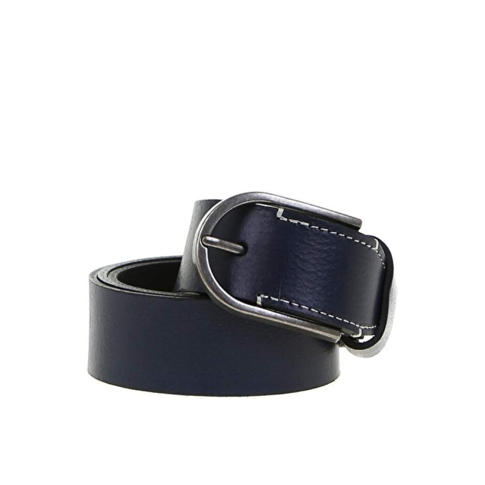 Factory Navy Blue Men's Leather Belt