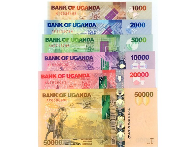 Uganda kompletan set 1.000 - 50.000 Shilingi 2011/21 UN
