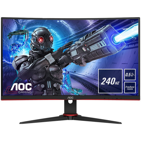 AOC Monitor LED C27G2ZE Gaming Curved 240Hz (27'', 16:9, 1920x1080, VA, 240Hz, 300 cdm˛, 3000:1, 0.5 ms, 178178°, 2xHDMI, DP, Tilt, 3-sided