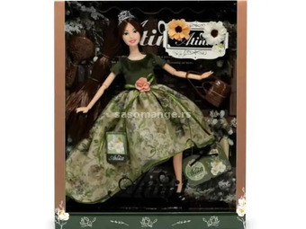 Lutka Atinil u zelenoj pliš haljini sa tašnom i četkom 30cm