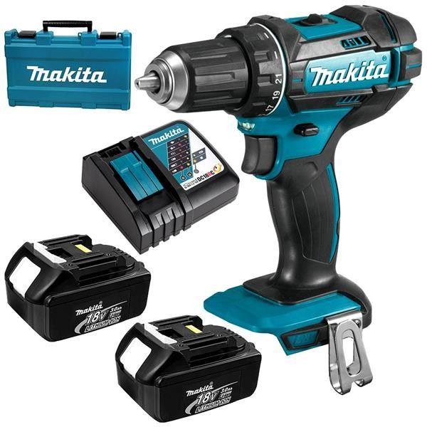 Makita Akumulatorska bušilica 18V, 13mm, 2sp Punjač DC18RC, Akumulator BL1830B x2, kofer makpac