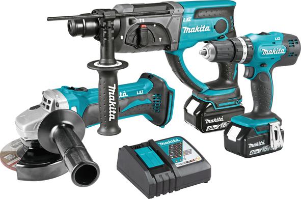 Makita Set LKST-DGA452, DHP453, DHR202, BL1840Bk2, DC18RC