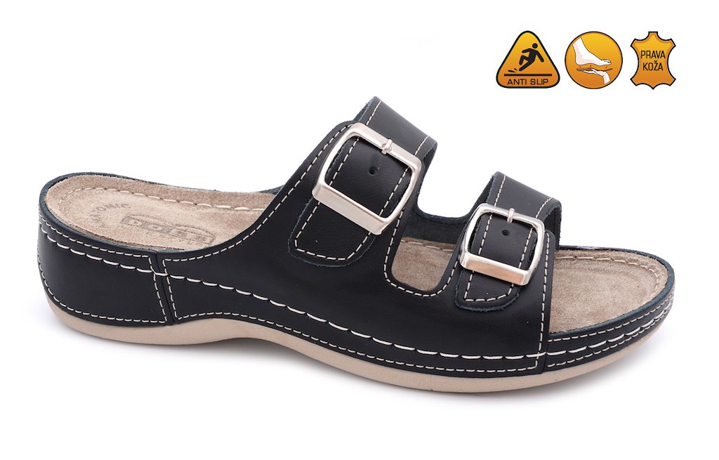 Art 1084 kožne papuče crne