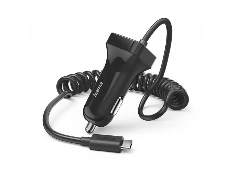 HAMA AUTO PUNJAČ, USB TIP-C, 12W, 12-24V, 5V/2.4A, CRNI